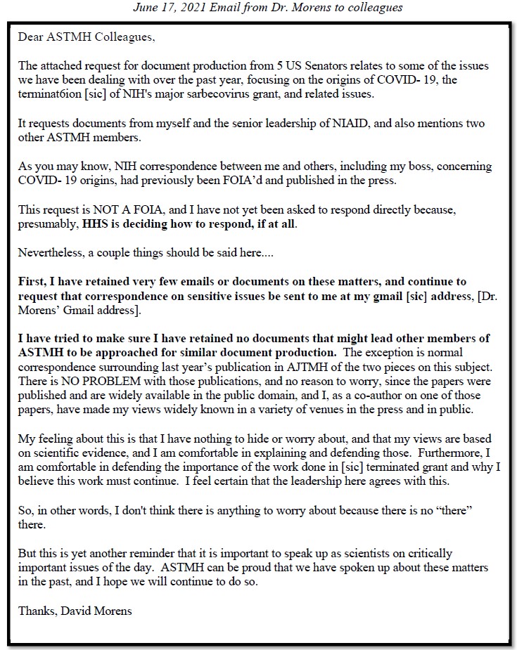 Sen. Johnson to HHS Sec. Becerra and Inspector General Grimm: NIAID ...